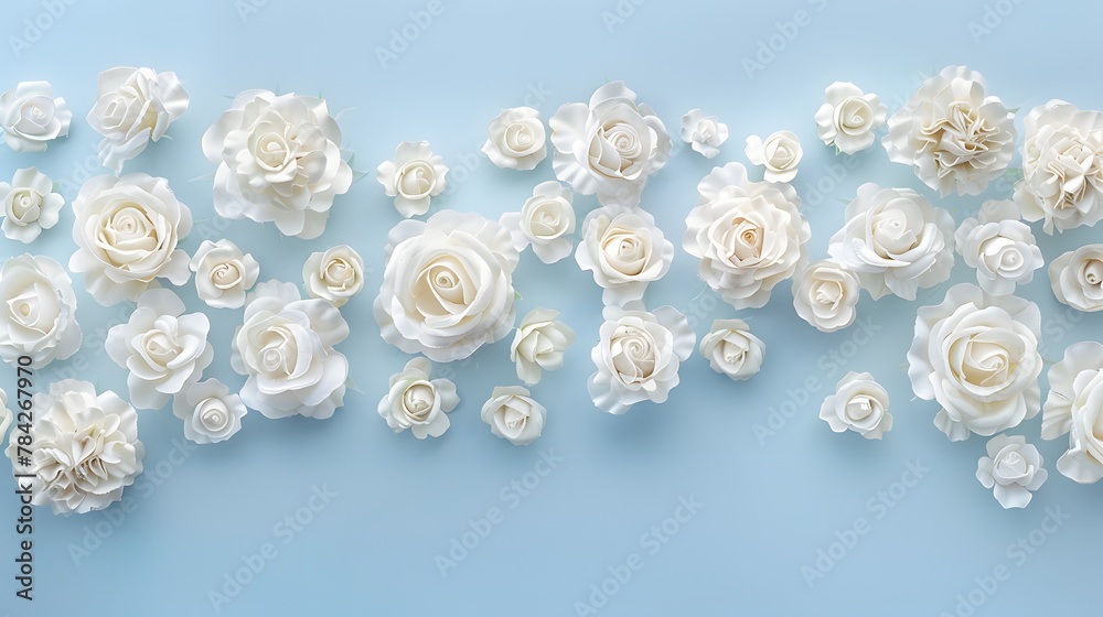 Abstract floral frame background. Beautiful white roses border frame on ...