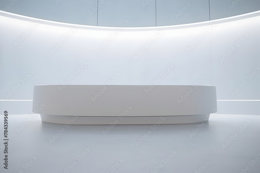 Minimalist Architectural Showcase with Curved Walls and Floating Podium ...