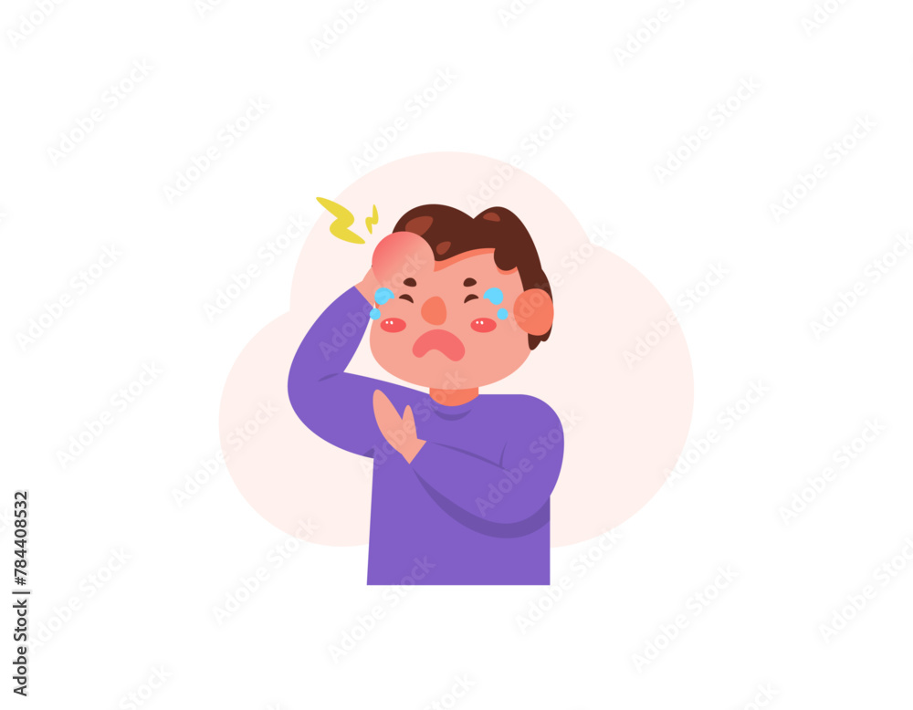 Stock-Vektorgrafik „illustration of a boy with a lump on his head ...