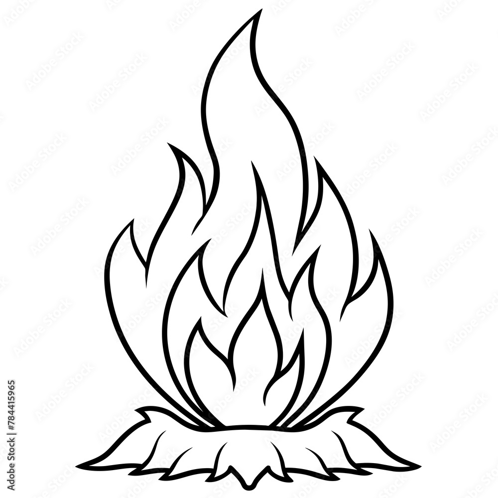 burning wood outline coloring book page line art drawing vector ...