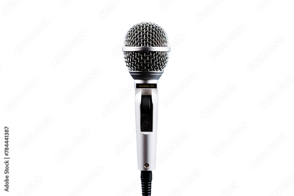 Soloists Beacon: Shimmering Microphone on a Blank Canvas. On White or ...