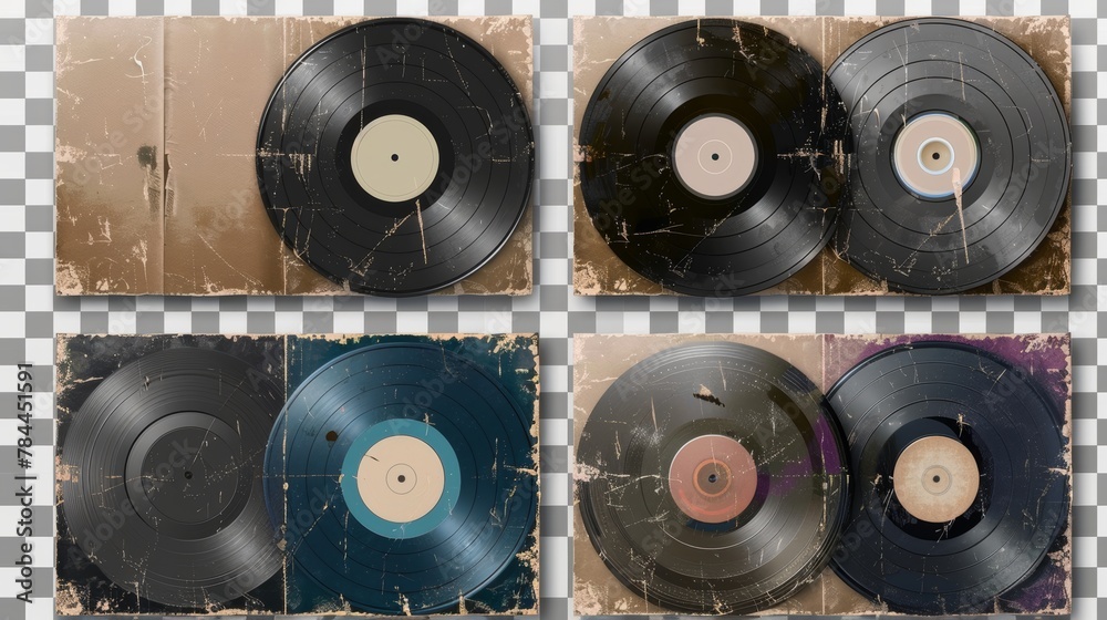Illustration Stock A realistic set of vinyl record covers with square ...