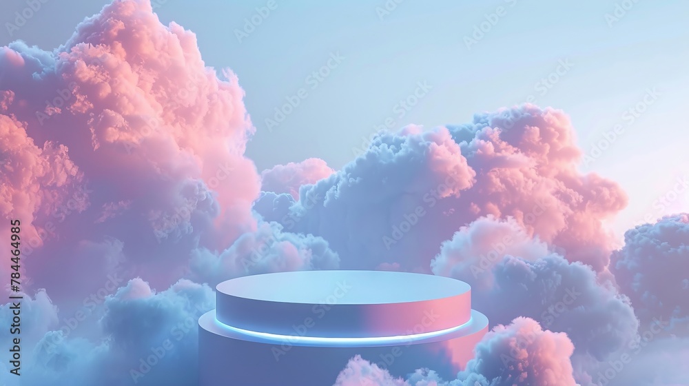 Cloud background podium dark 3d product sky white display platform ...