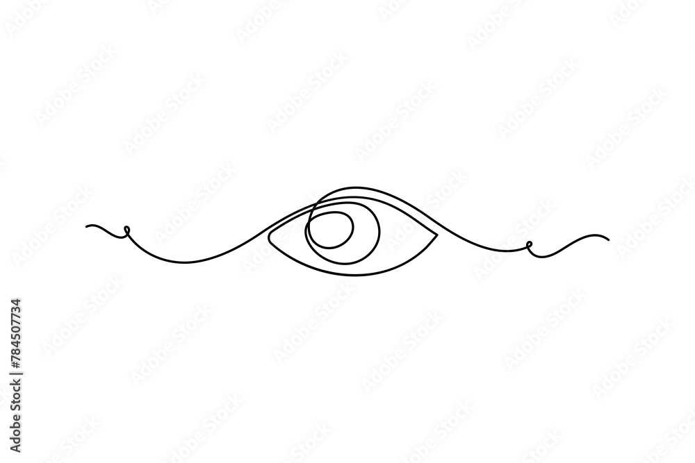 Eye sign in continuous line drawing style. Line art of human eye sign ...