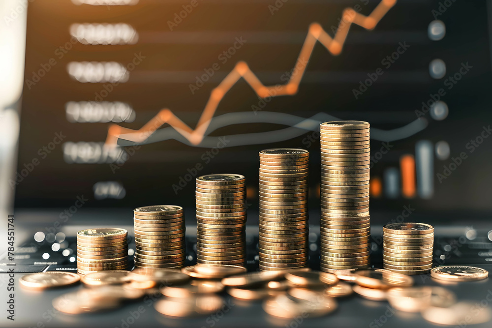 Concept of return on investment with a graph showing upward growth and ...