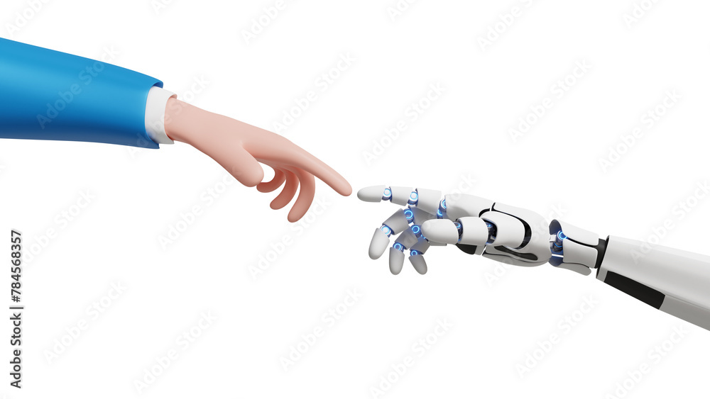 AI generation concept. Cyborg and human unity. Development of AI ...