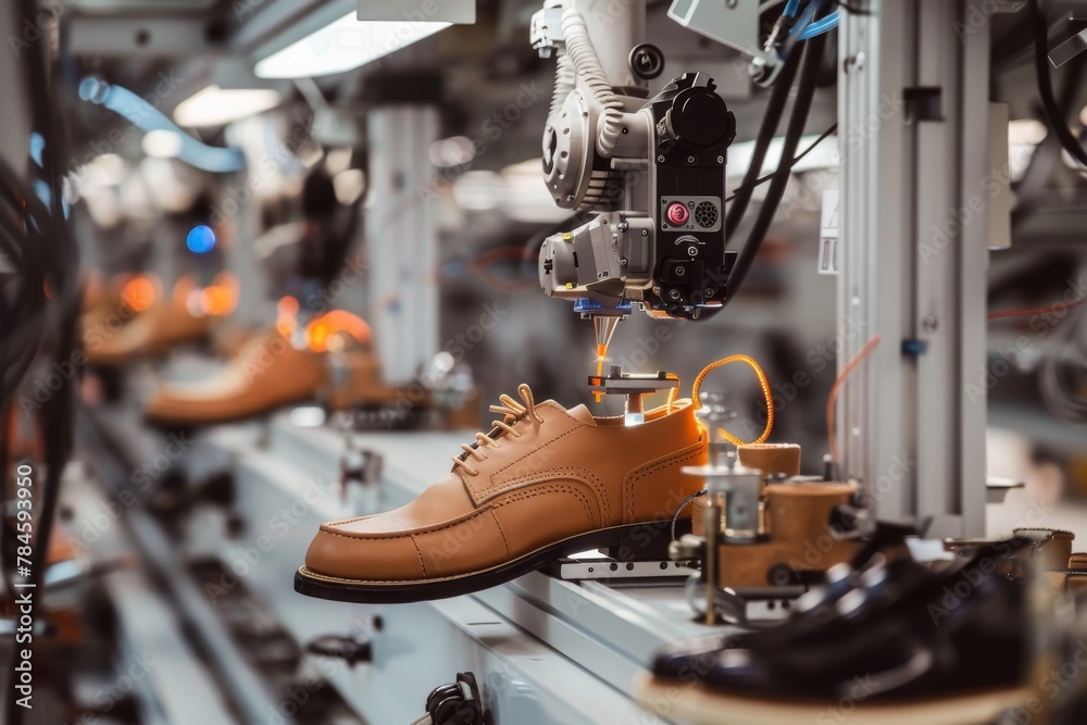A fully automated shoe factory, where robots stitch and glue footwear ...
