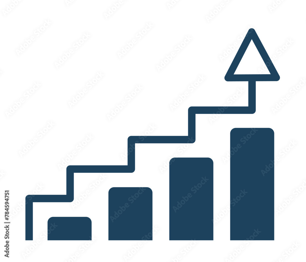 Graph diagram up line icon, business growth success chart with arrow, profit growing symbol ...