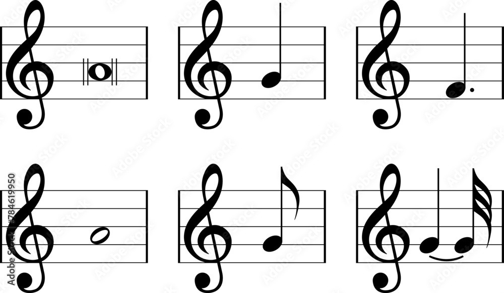 Music notes vector icon set on transparent background. Music notes ...