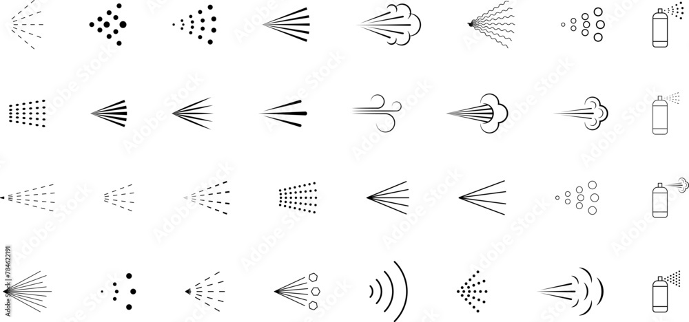 Spray vector icon. Spray icons set of water or air sprayer nozzle for ...