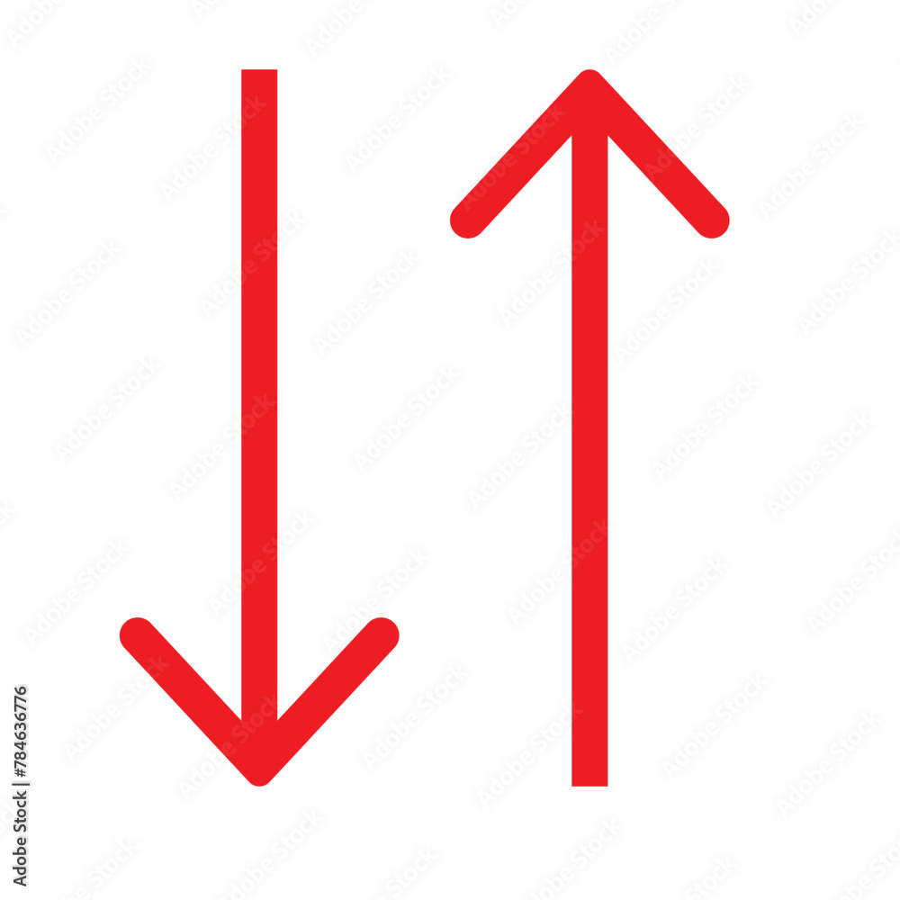 Red curved arrow icon with transparent background. Going up arrow sign ...