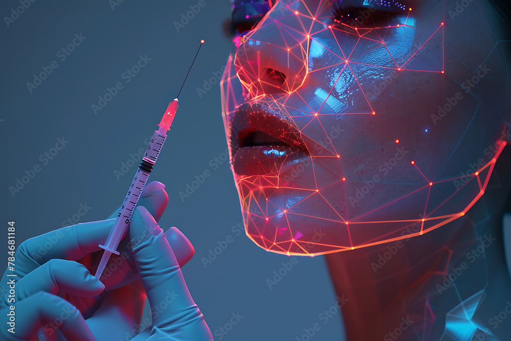 Intricate wireframe visualization featuring a glowing translucent ...