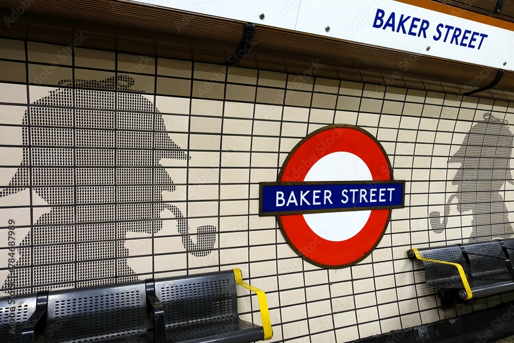 Baker Street London Underground station roundel and silhouette motifs ...