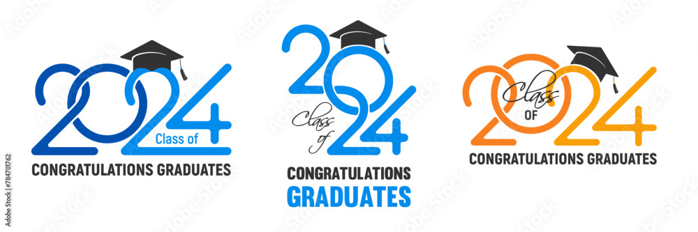 Design templates set for congratulations graduates class of 2024 ...