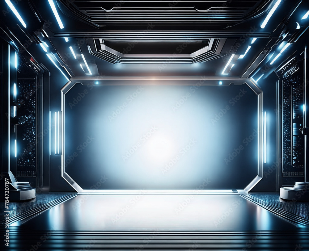 Space ship interior background, spacecraft window, futuristic shuttle ...