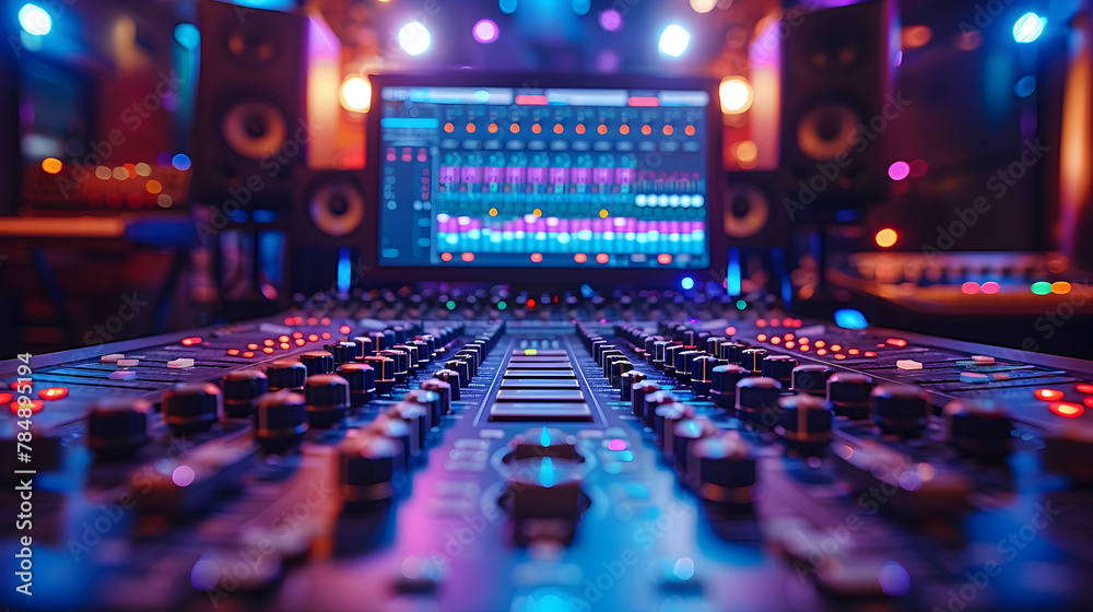 Modern Music Recording Studio Control Desk with DAW Software User ...