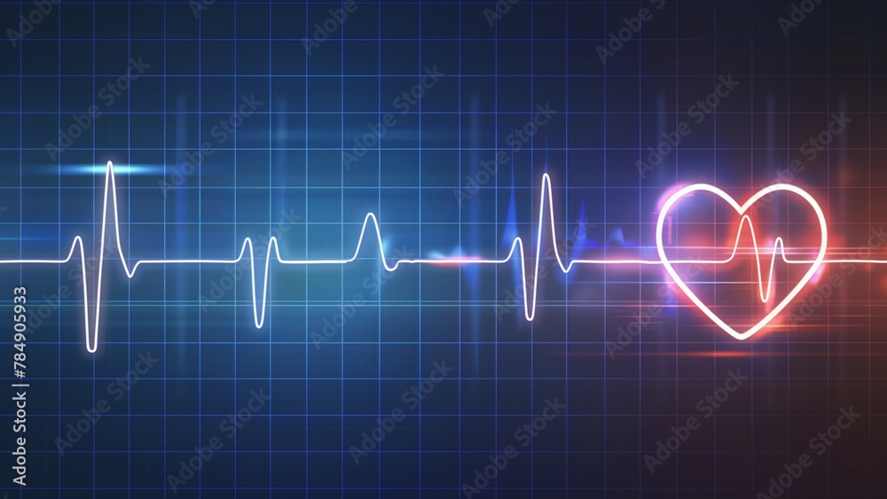 ekg heart beat, The image shows a stylized electrocardiogram (ECG or ...