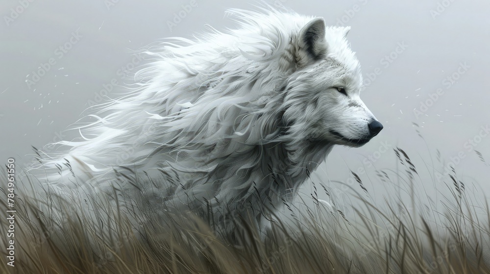 Ghost Wolf, Ethereal Guardian of Forgotten Lands, Drifting Through ...