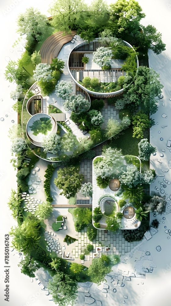 Ilustração Eco Friendly Architectural Masterplan Integrating Lush ...