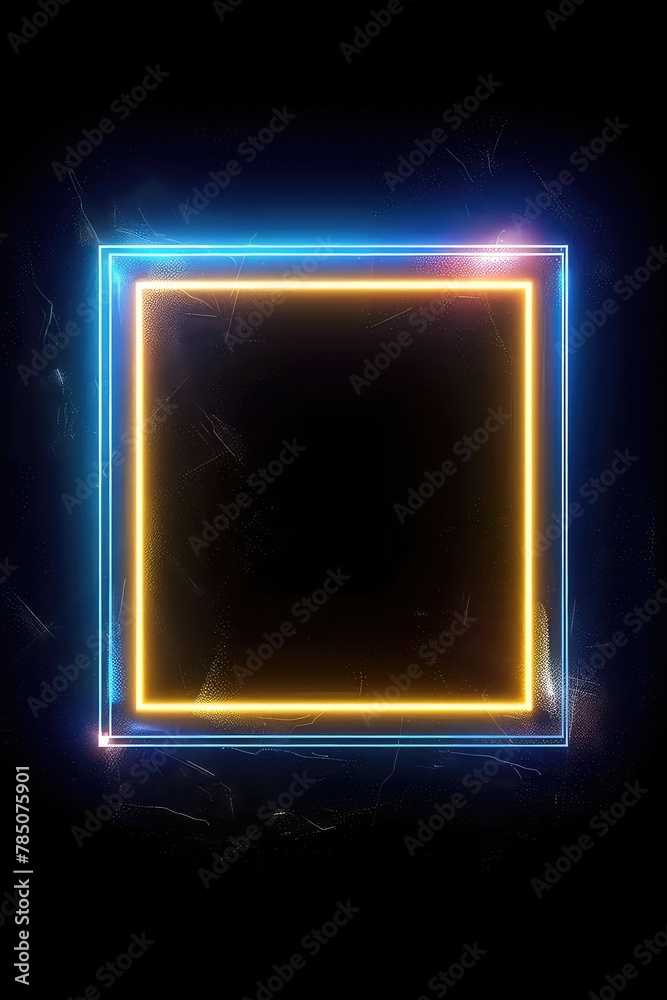 Neon square frames, glowing borders set, colorful futuristic UI design ...