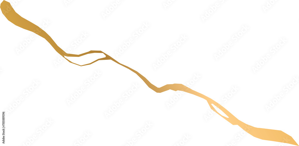 Gold kintsugi. Crack vector isolated elements. Golden texture. Broken ...
