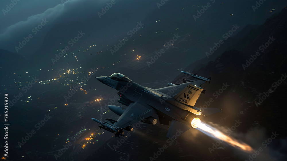 Formation of Fighter Jets in Aerial Maneuver F-16 Fighter Jet Releasing ...