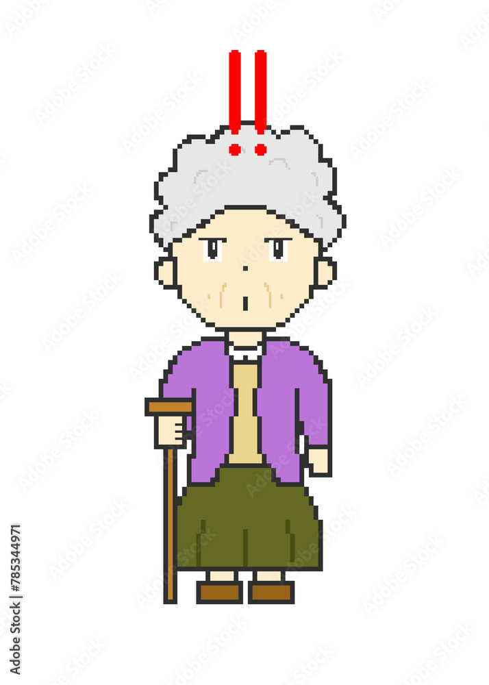 Pixel Art Surprised Grandma Illustration Stock Illustration | Adobe Stock