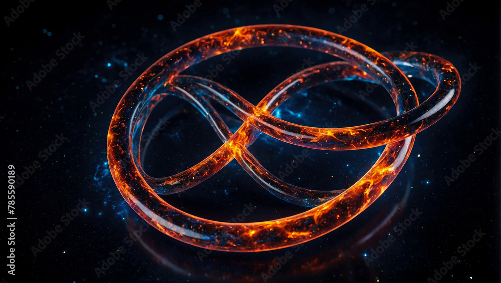 shape of transparent infinity symbol filled with fire nebulae and ...