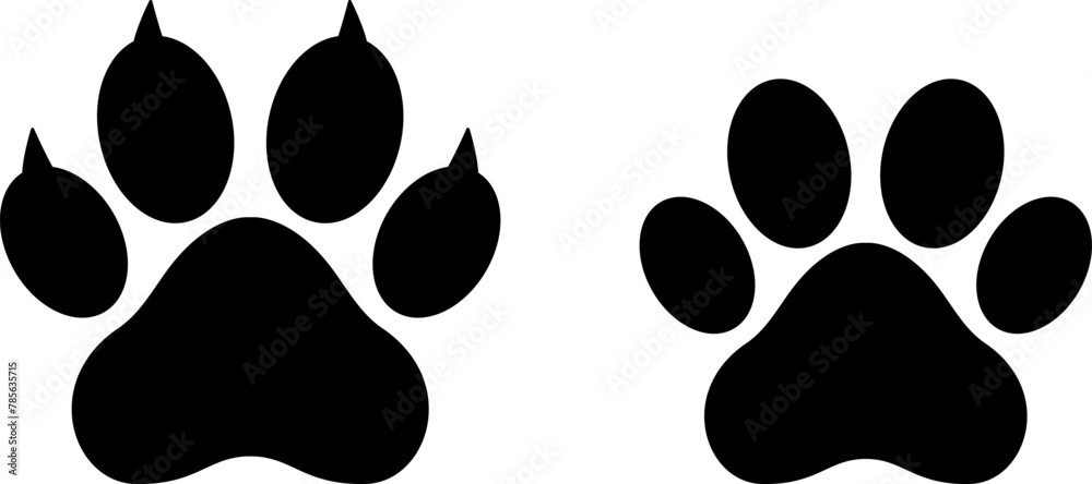 Cat and dog paw prints icons vector image. The paw print saddles of the ...