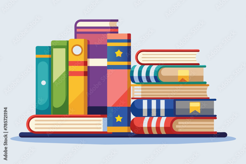 Cartoon illustration of a different books in a row . The illustration ...