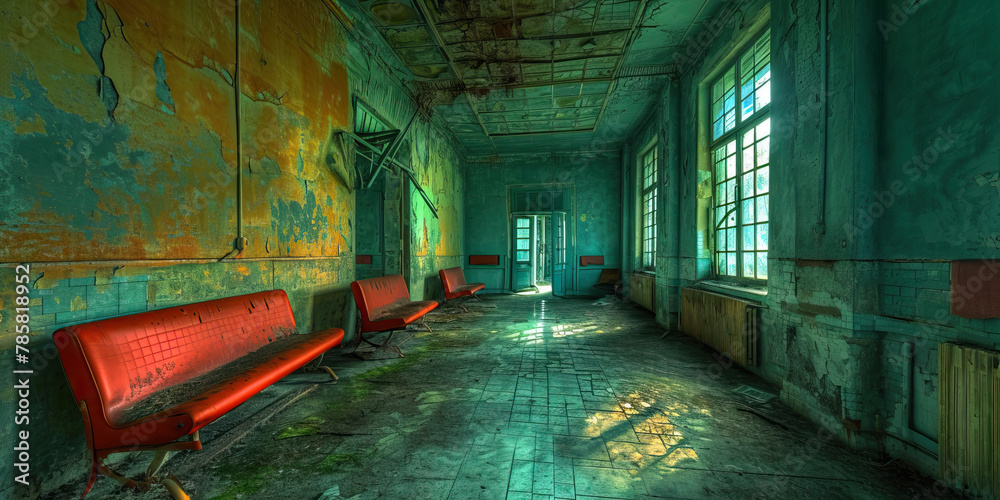 Stockfotot Haunted Asylum Ward: A Haunted-style Interior with Abandoned ...