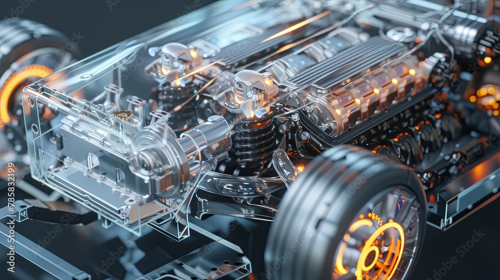 Internal Structure of an Electric Car Engine Revealed in Cutaway View AI Image Stock ...