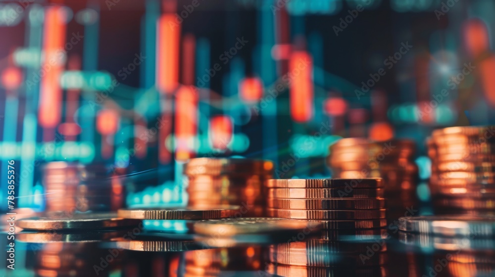 Stock funding or money saving graph with coins. Background for business ...