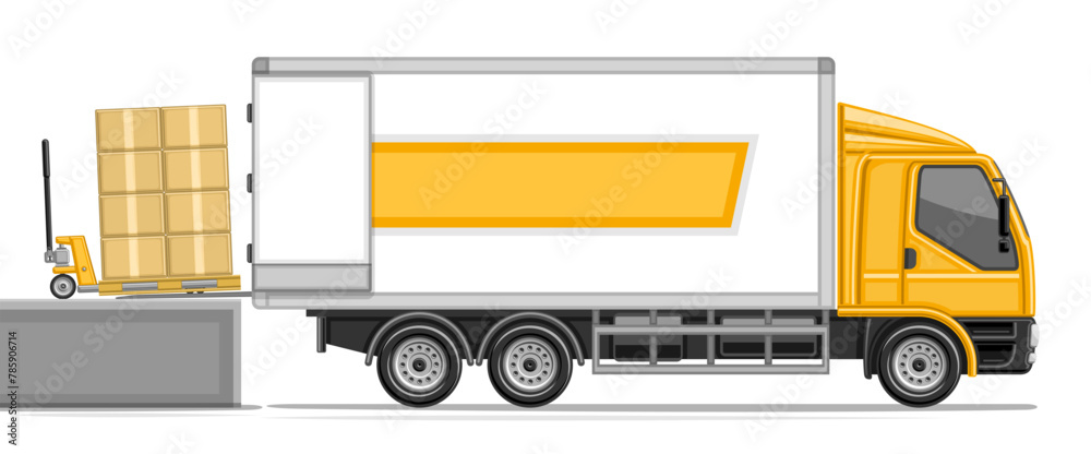 Vector illustration of Loading Truck, horizontal header with profile ...