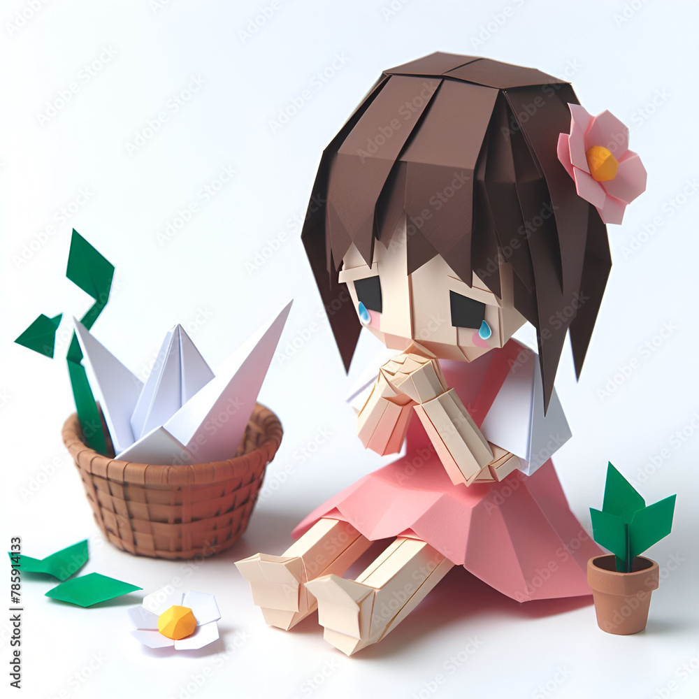 little girl cry Experience raw emotion in our origami-style artwork. A ...