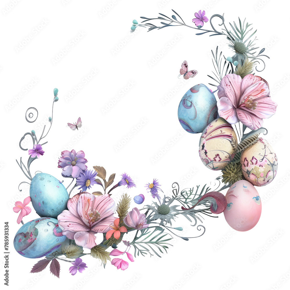 bright pastel colored clipart corner border frame, 3d, illustration ...