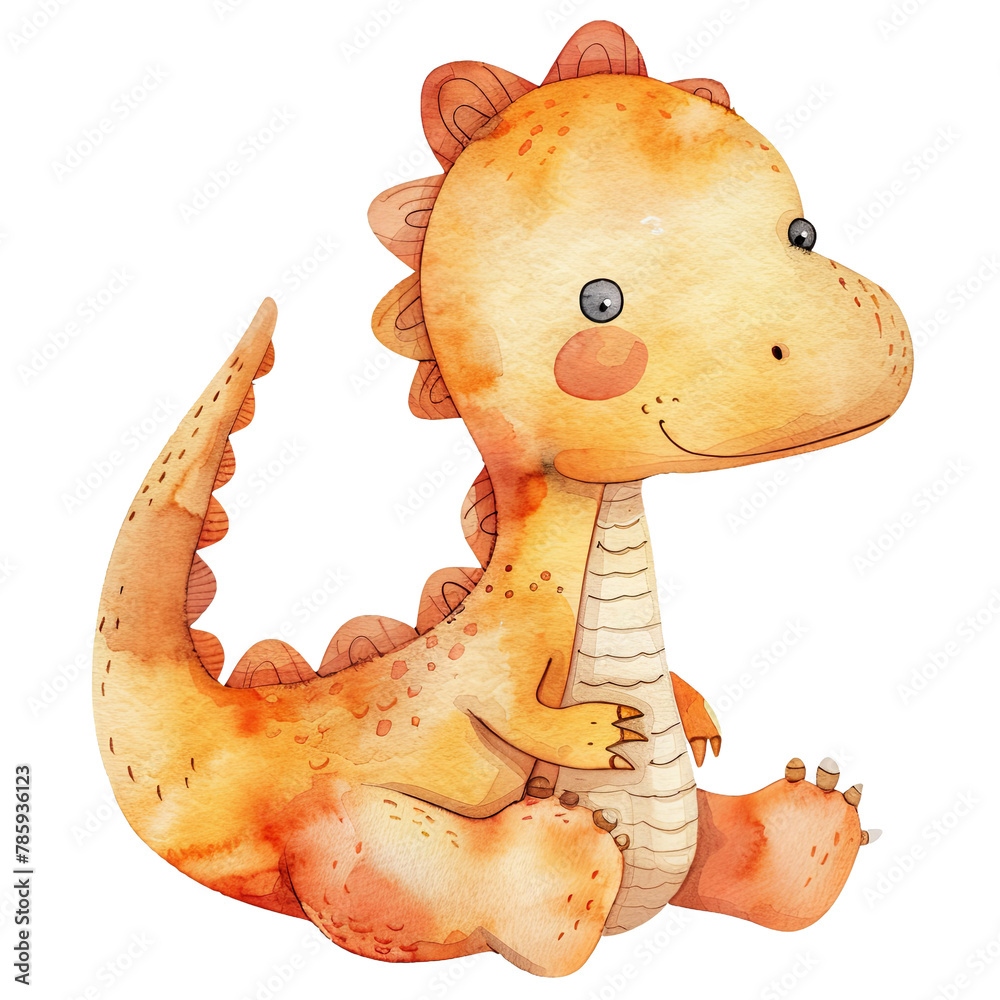 Cute baby dinosaur watercolor clipart illustration isolated on ...