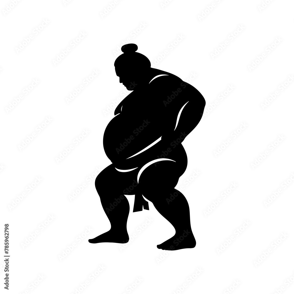 Gentle Giants: Black Vector Silhouette of Sumo Wrestlers, Emblematic of ...