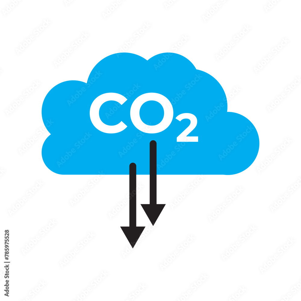 Reduce co2 gas icon set. carbon reduction cloud sign. cut c02 pictogram ...