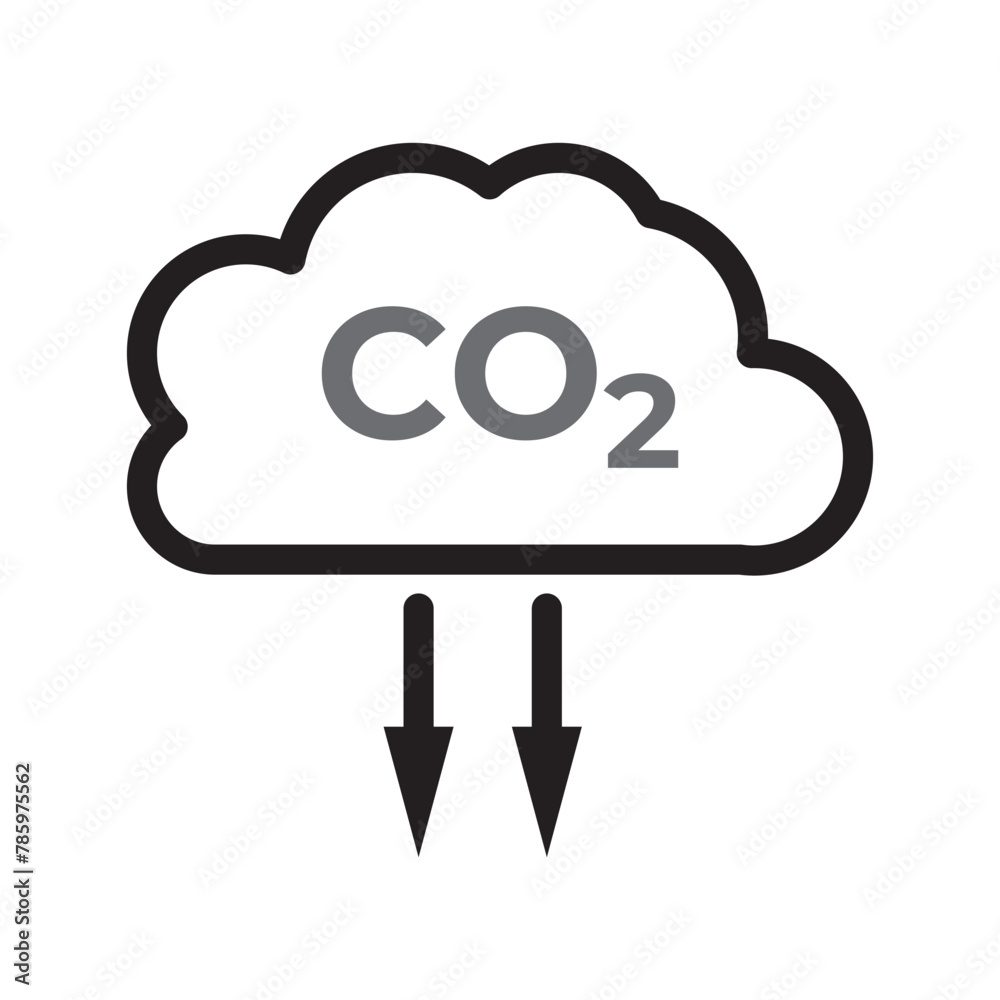 Reduce co2 gas icon set. carbon reduction cloud sign. cut c02 pictogram ...
