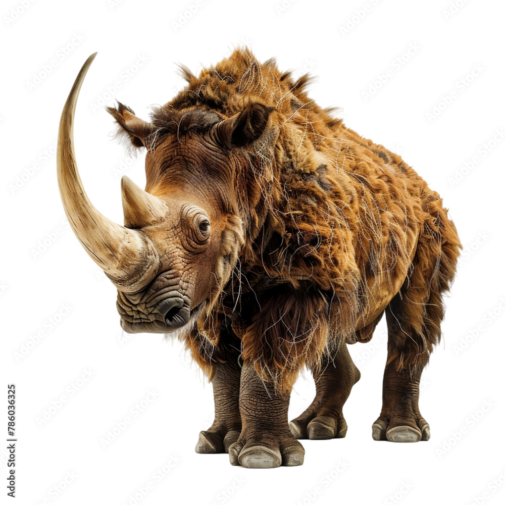 Woolly rhinoceros on transparent background. Ice age megafauna and ...