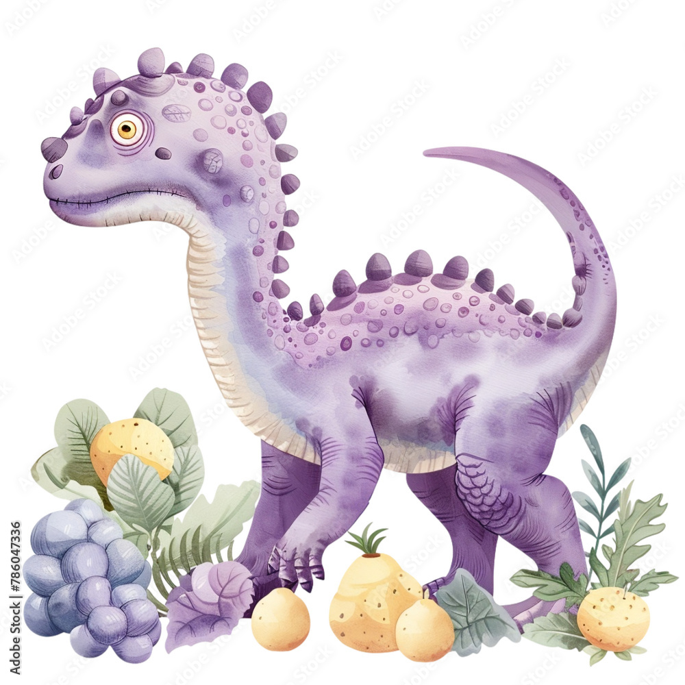 Cute baby allosaurus on transparent background. Children and dinosaur ...