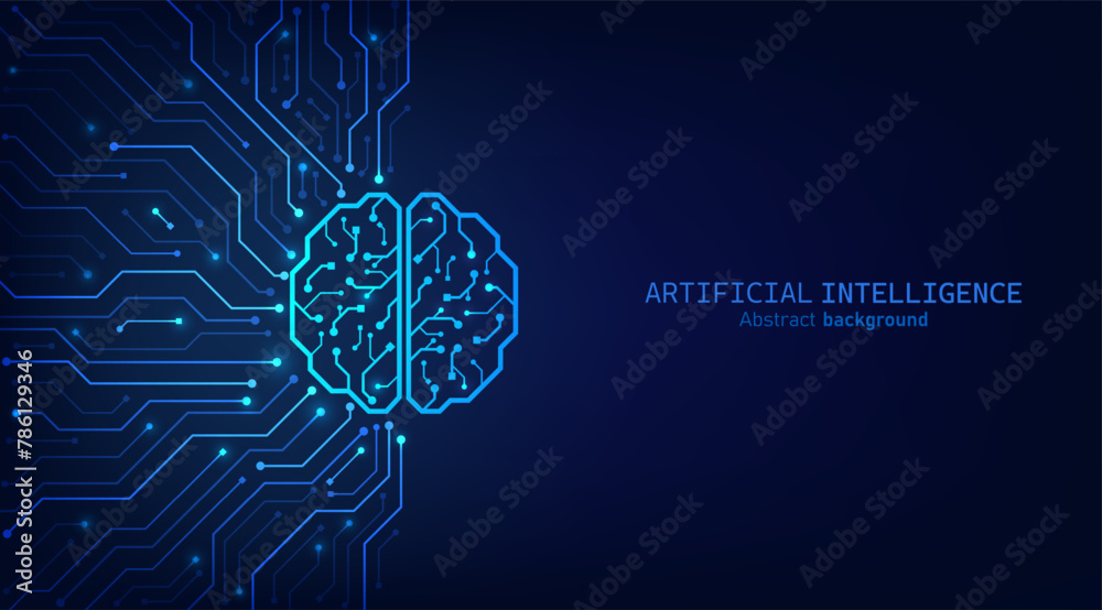 Brain circuit on circuit motherboards, Artificial intelligence abstract ...