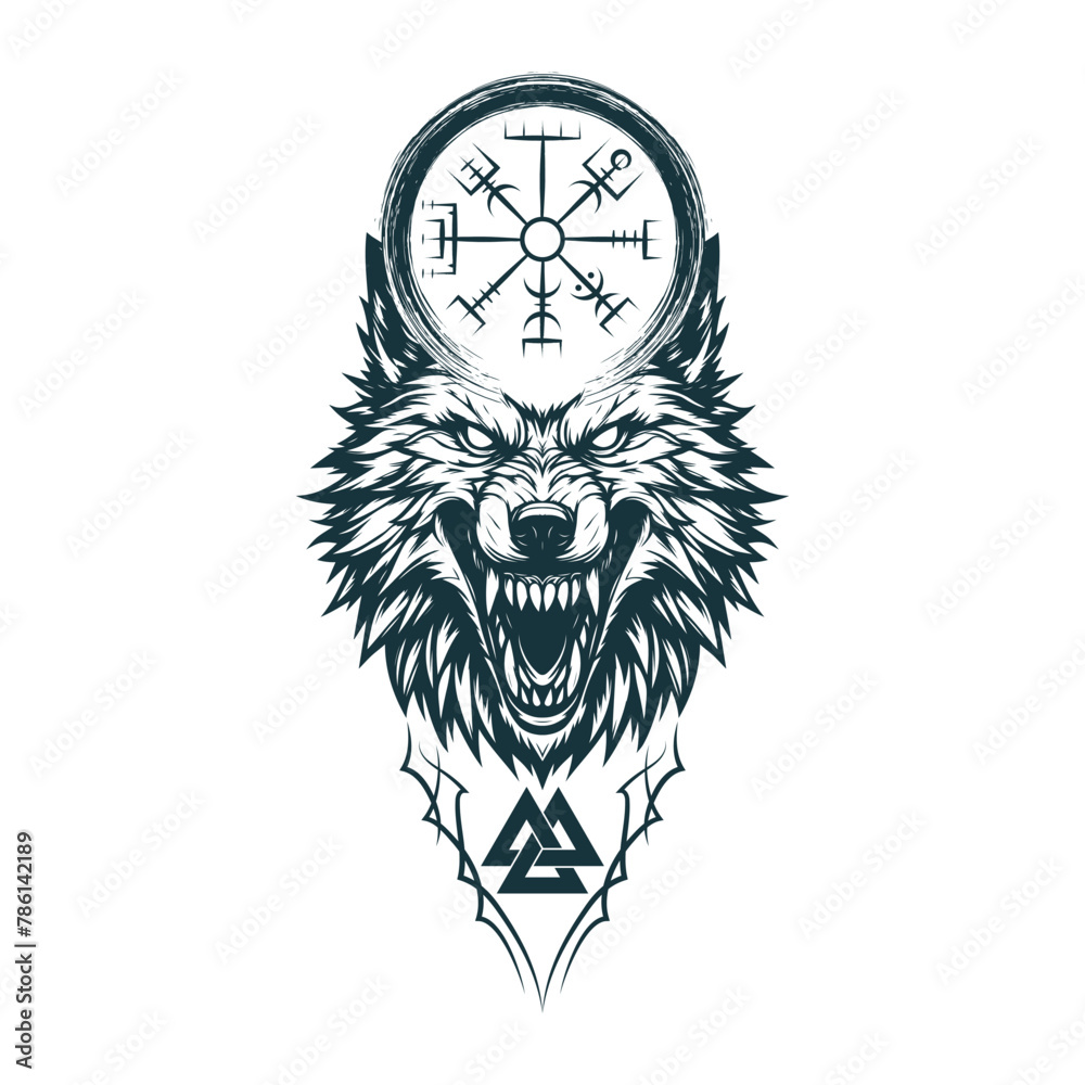 Viking symbols illustration isolated on white background. Scandinavian ...