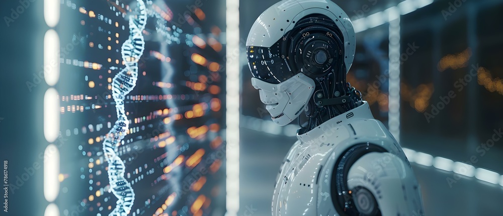 Stock-Illustration „AI in Modern Lab: Deciphering the Code of Life. Concept Biotechnology ...