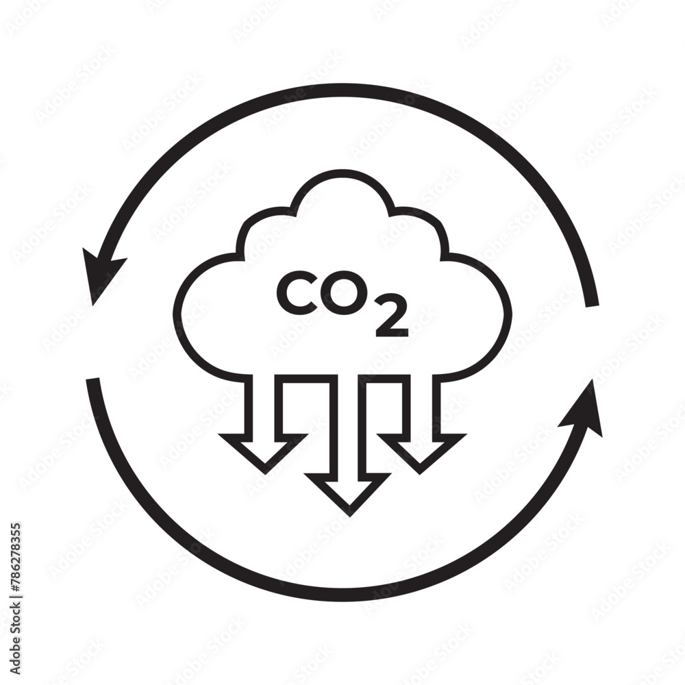 co2 emissions icon. carbon dioxide pollution. ecology and environment ...