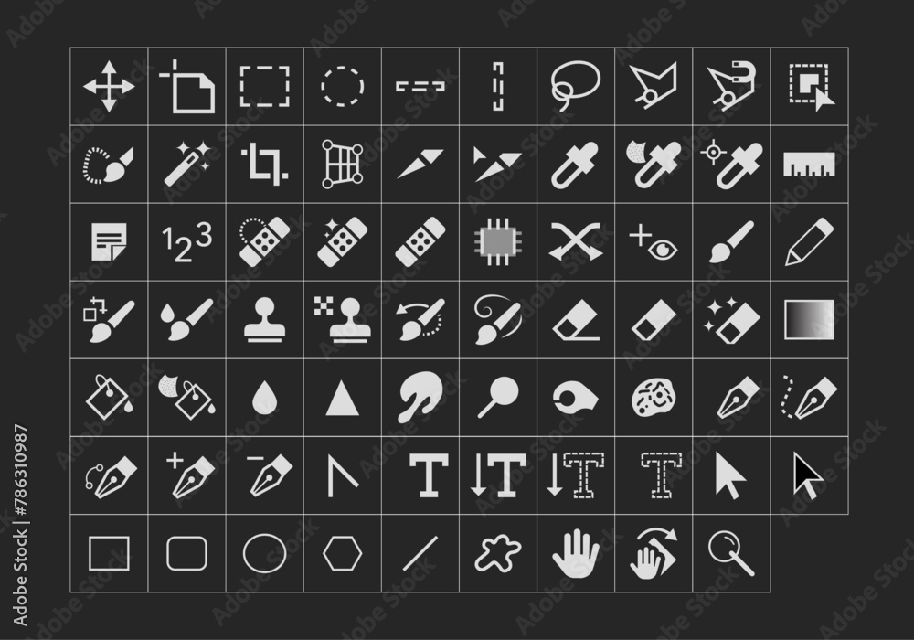 Photoshop app toolbar icons, illustrator app toolbar icon Stock Vector ...