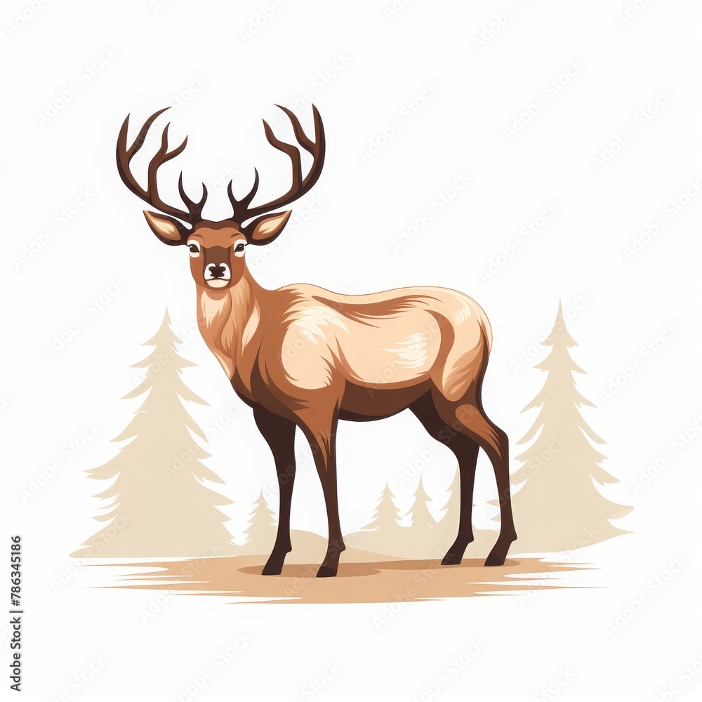 cartoon deer animal on a plain white background vector logo, simple 2D ...
