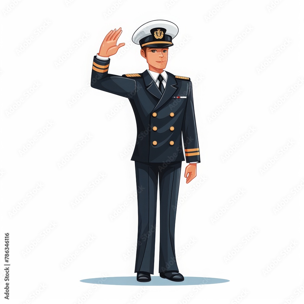 sailor ship captain logo with hat and full body vector cartoon ...
