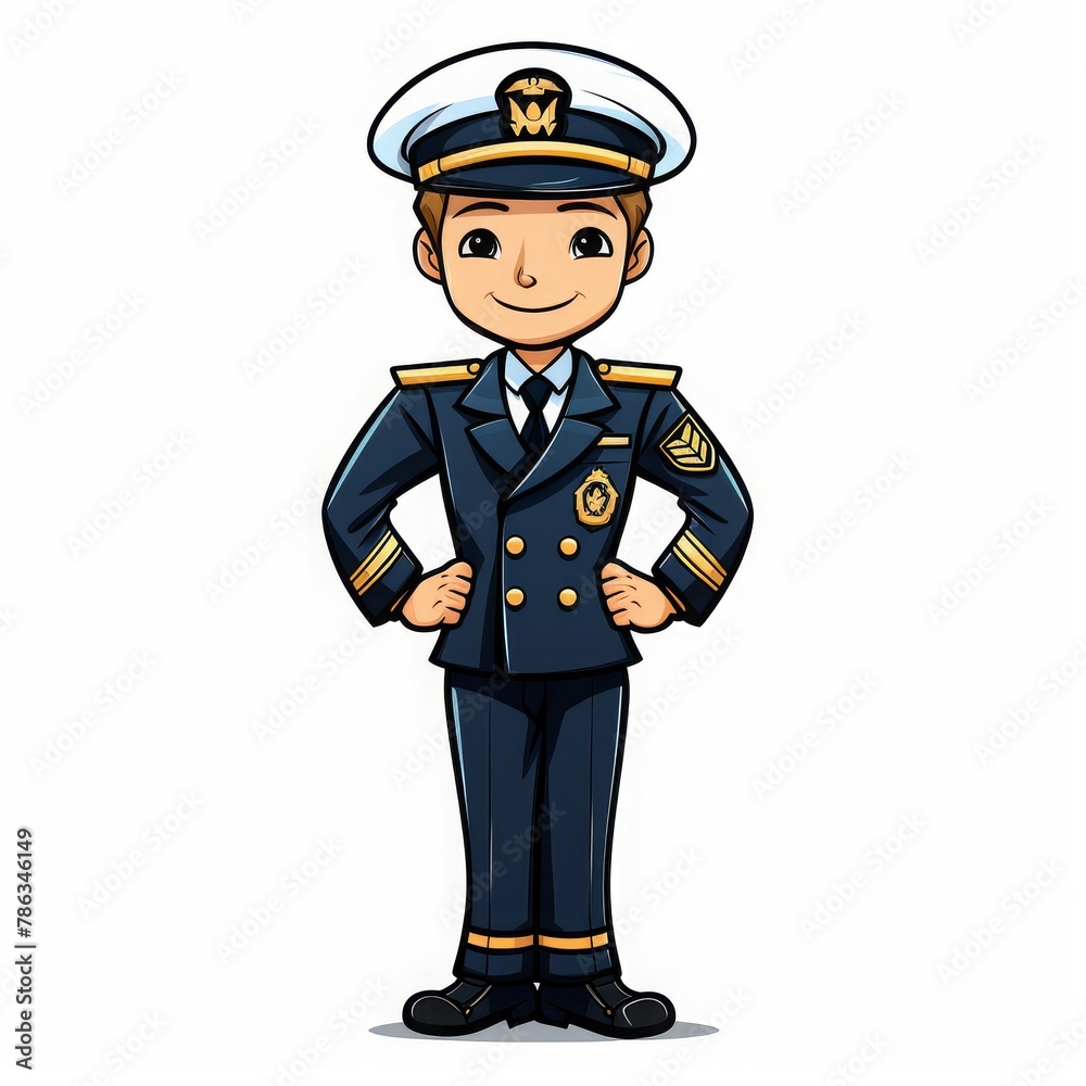 sailor ship captain logo with hat and full body vector cartoon ...